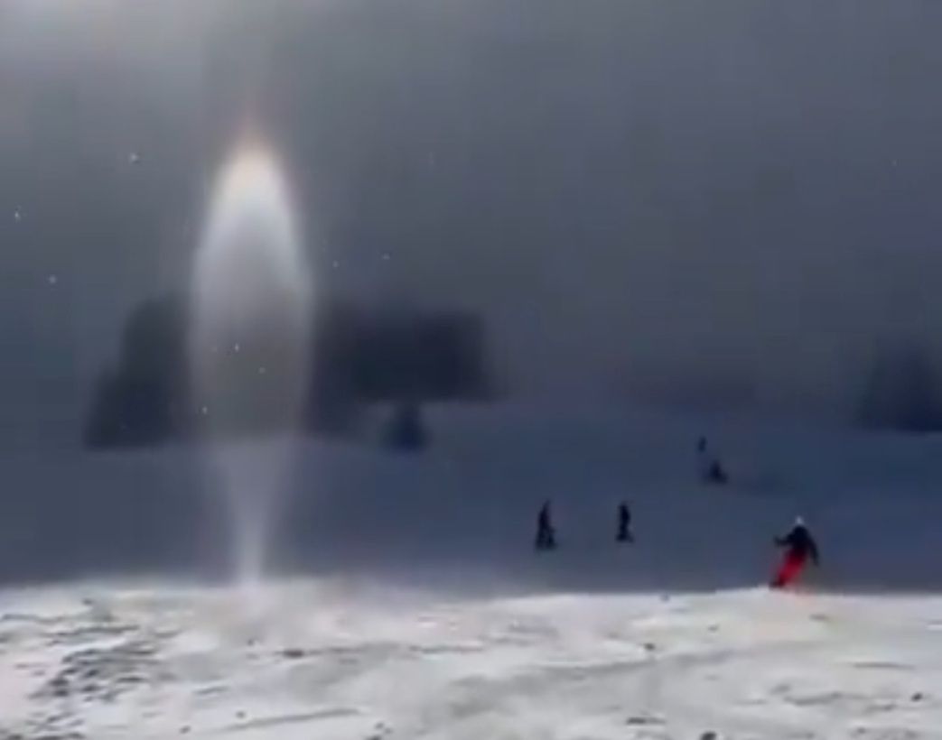 Austrian ski slopes light up with stunning sun dog display