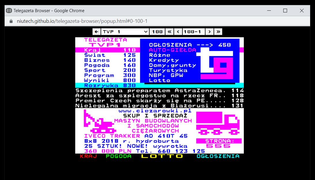 Telegazeta w przeglądarce. Zaskakujący projekt na GitHubie