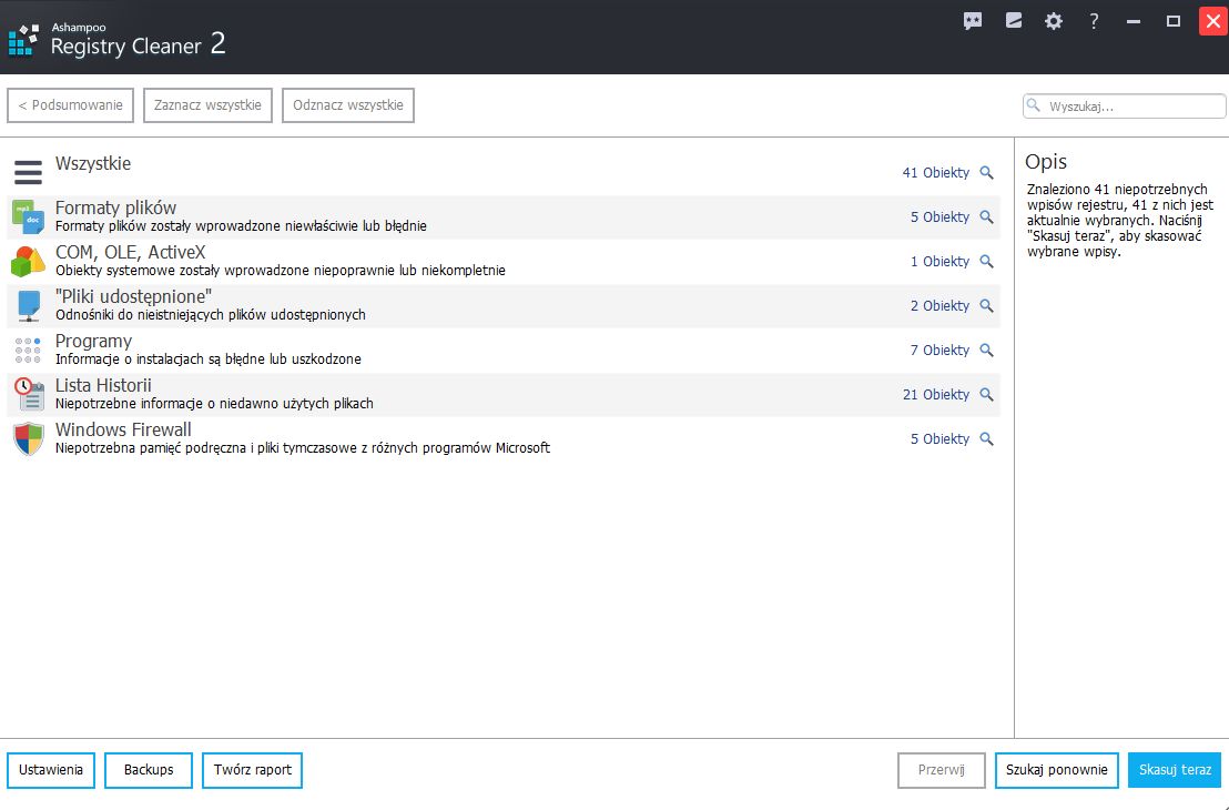 Ashampoo Registry Cleaner 2.0 - dobreprogramy