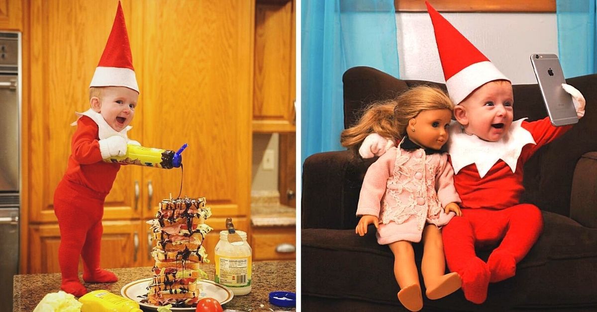 17 Christmas Photos of a Little Elf! Dad's Idea for a Photo Session ...