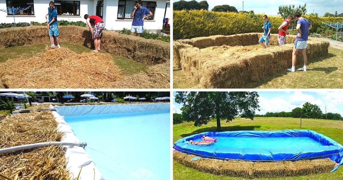 How to Make a Rustic Style Swimming Pool Using Hay Stacks