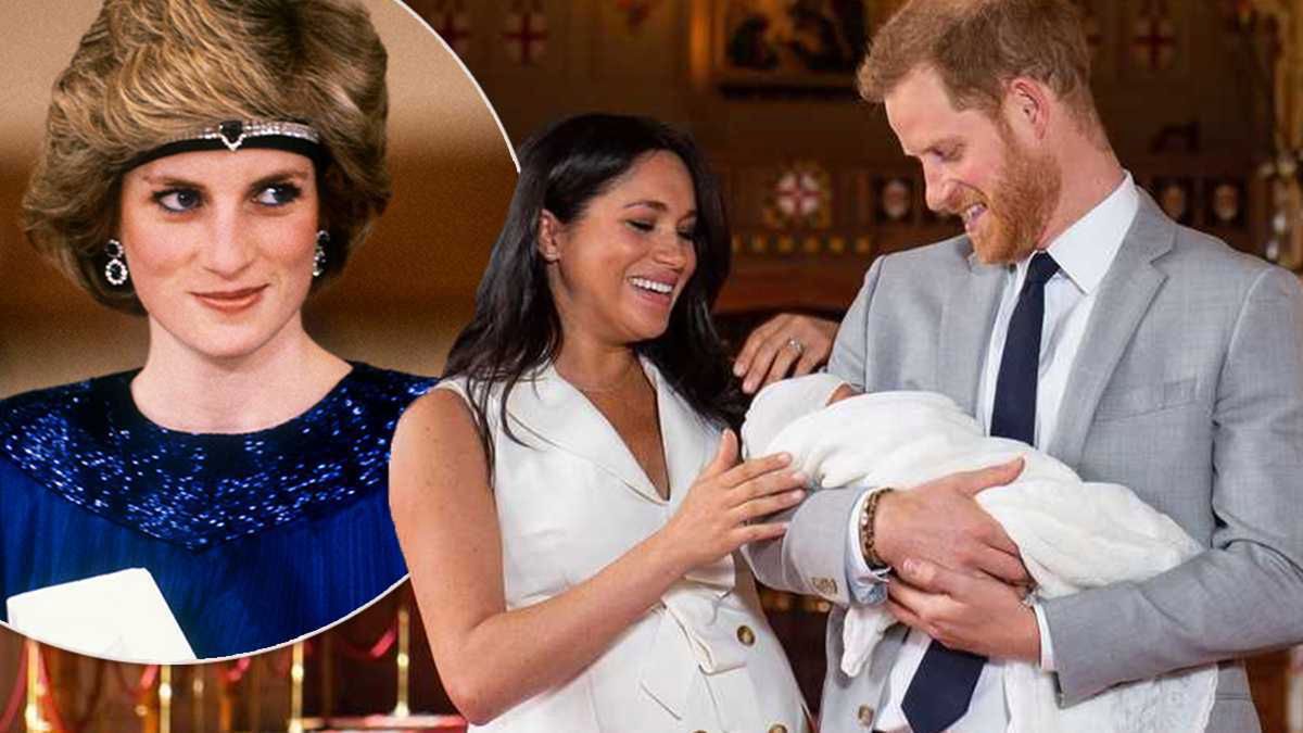 Archie Harrison z Meghan Markle i księciem Harrym przy grobie Diany ...