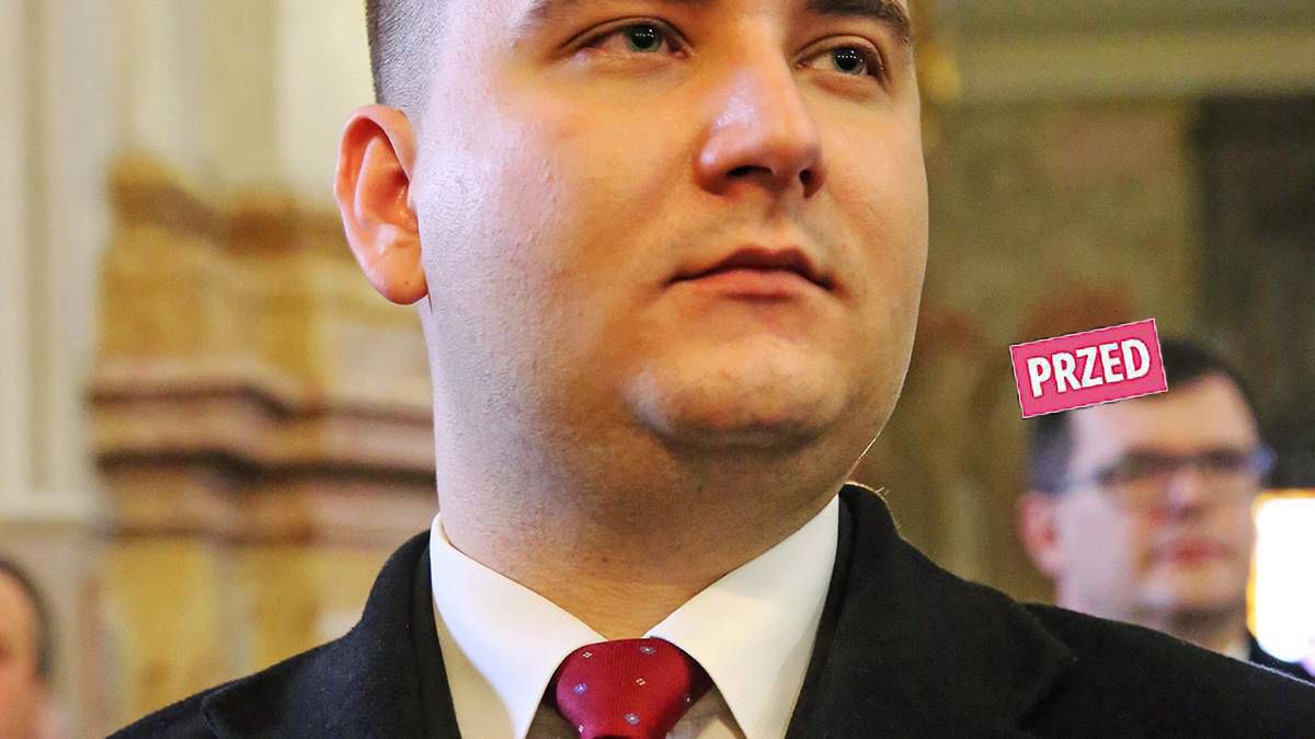 Pucułowaty Bartłomiej Misiewicz to już przeszłość. Schudł, zapuścił ...