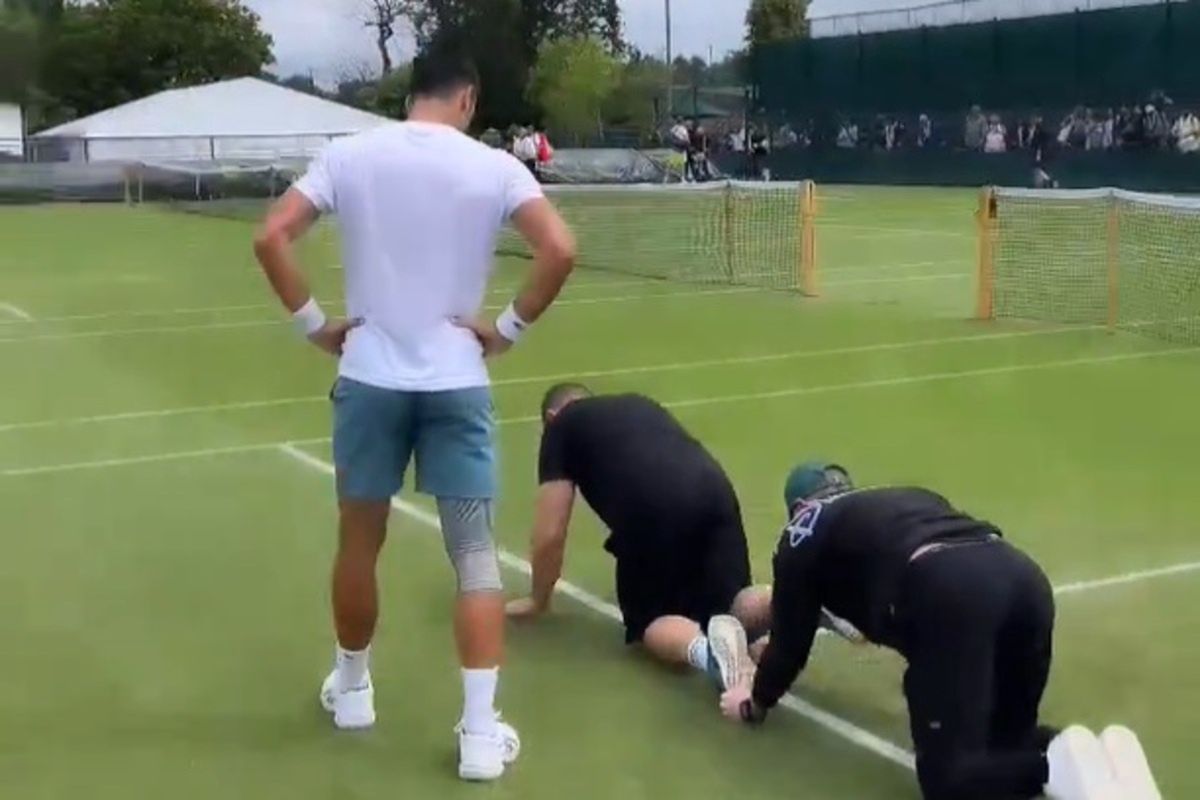 Novak Djokovic and Nick Kyrgios in viral video from Wimbledon training Novak Djokovic and Nick Kyrgios in viral video from Wimbledon training