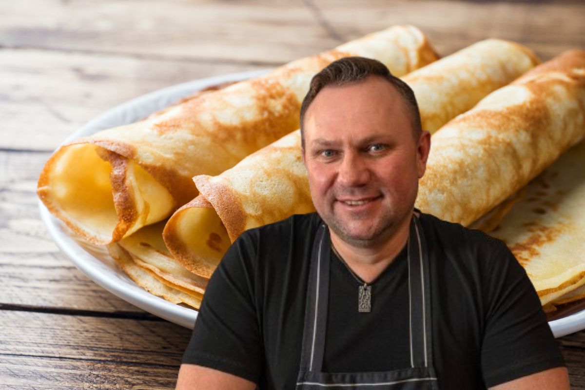 Tomasz Strzelczyk dodaje do naleśników jeden składnik. Wychodzą ...