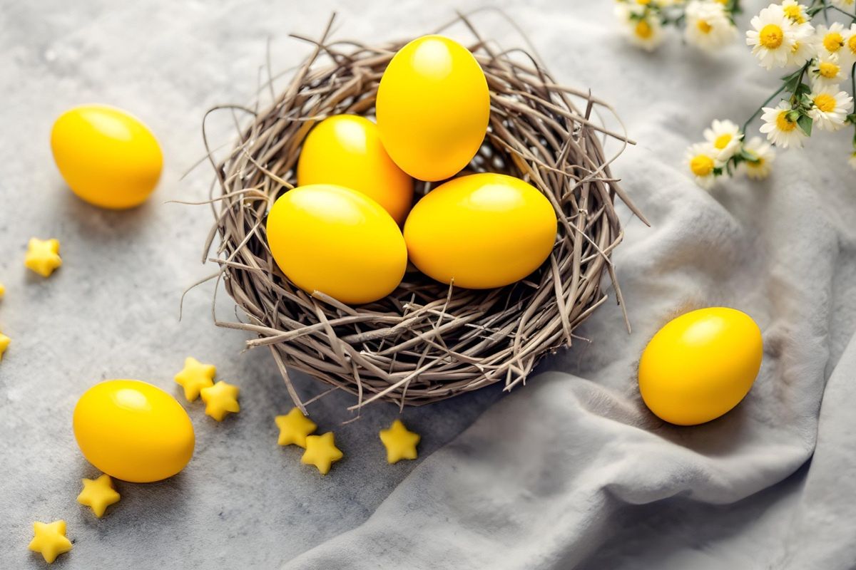 Naturally dyed yellow Easter eggs: A sunny tradition returns