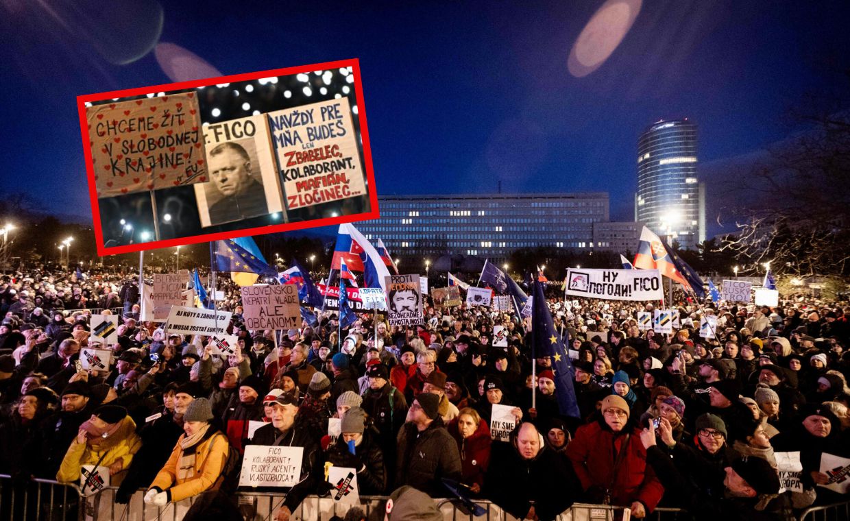 Bratislava erupts in protest against Fico's Moscow visit