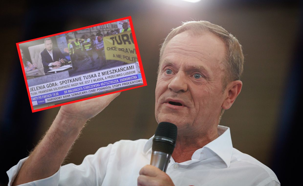 Relacjonowali wiec Tuska. Wpadka TVN24