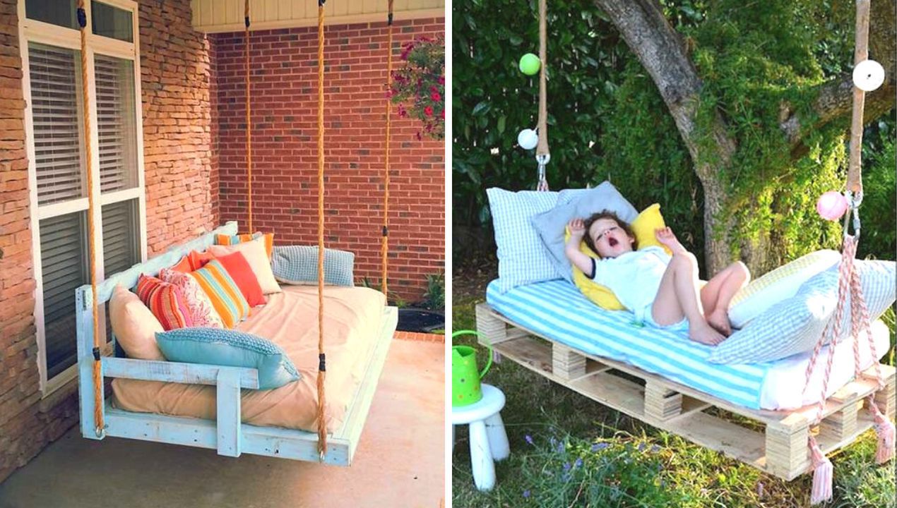 13 Ideas for Making DIY Garden Swings From Pallets