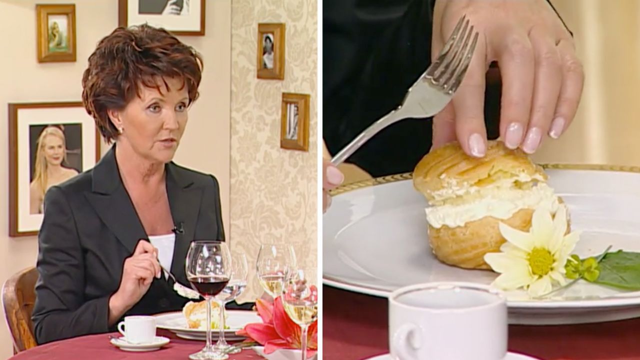 Jedząc ptysia można narobić sobie wstydu. Jolanta Kwaśniewska pokazała ...