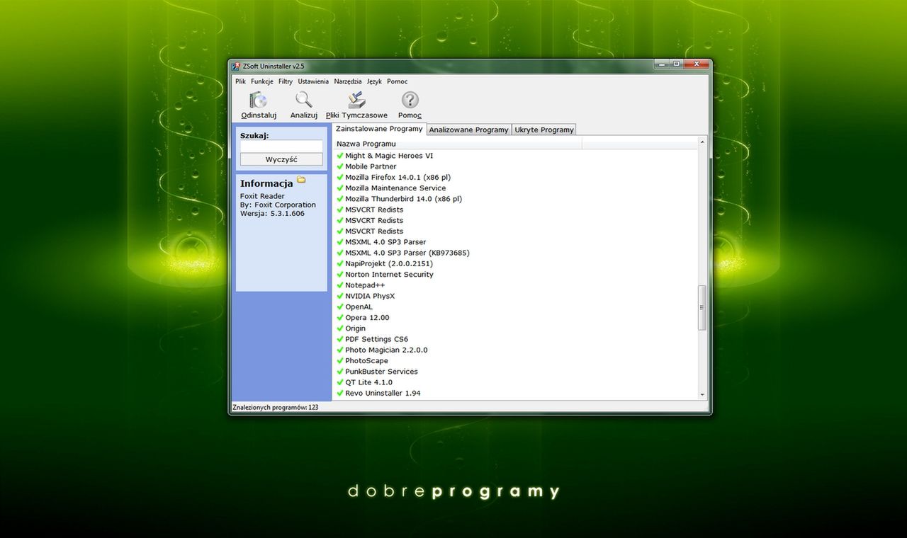 ZSoft Uninstaller 2.5 - dobreprogramy
