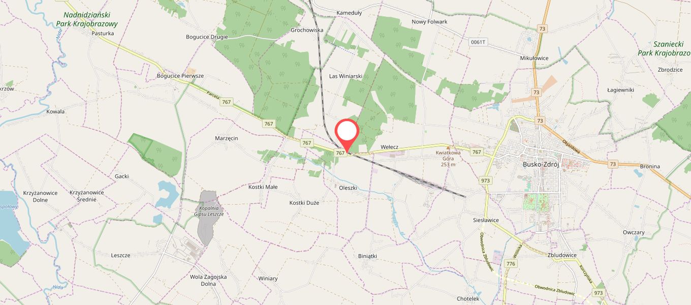 Trasa rowerowa Busko - Wełecz - Kameduły Busko-Zdrój, mapa - Nocowanie.pl