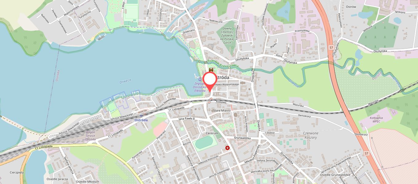 Szlak pieszy: Ostróda - Piławki Ostróda, mapa - Nocowanie.pl