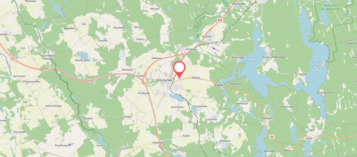 Szlak Olsztynek - Jedwabno Olsztynek, mapa - Nocowanie.pl