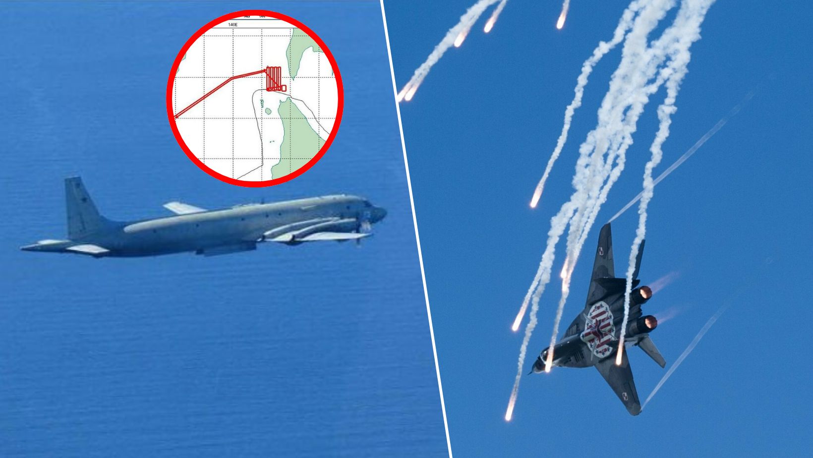 Japanese fighter jets fire warning flares at Russian aircraft