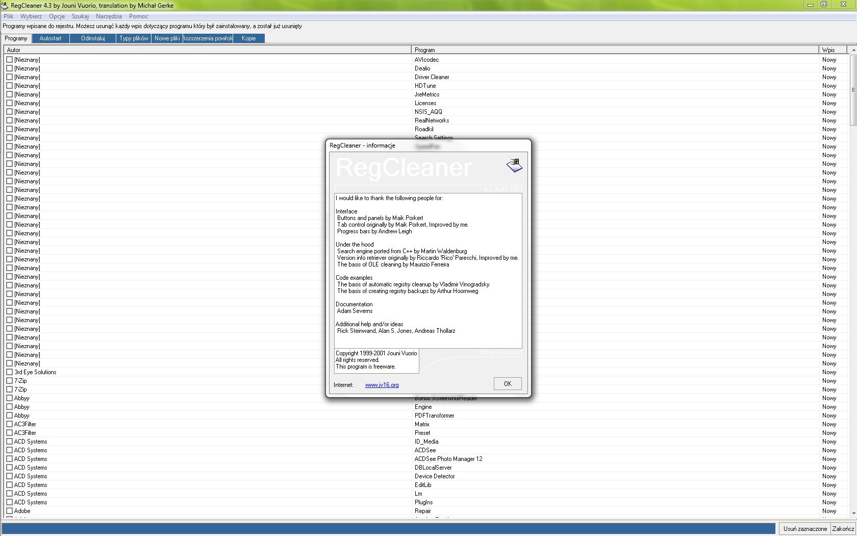 RegCleaner 4.3.0.780 - dobreprogramy
