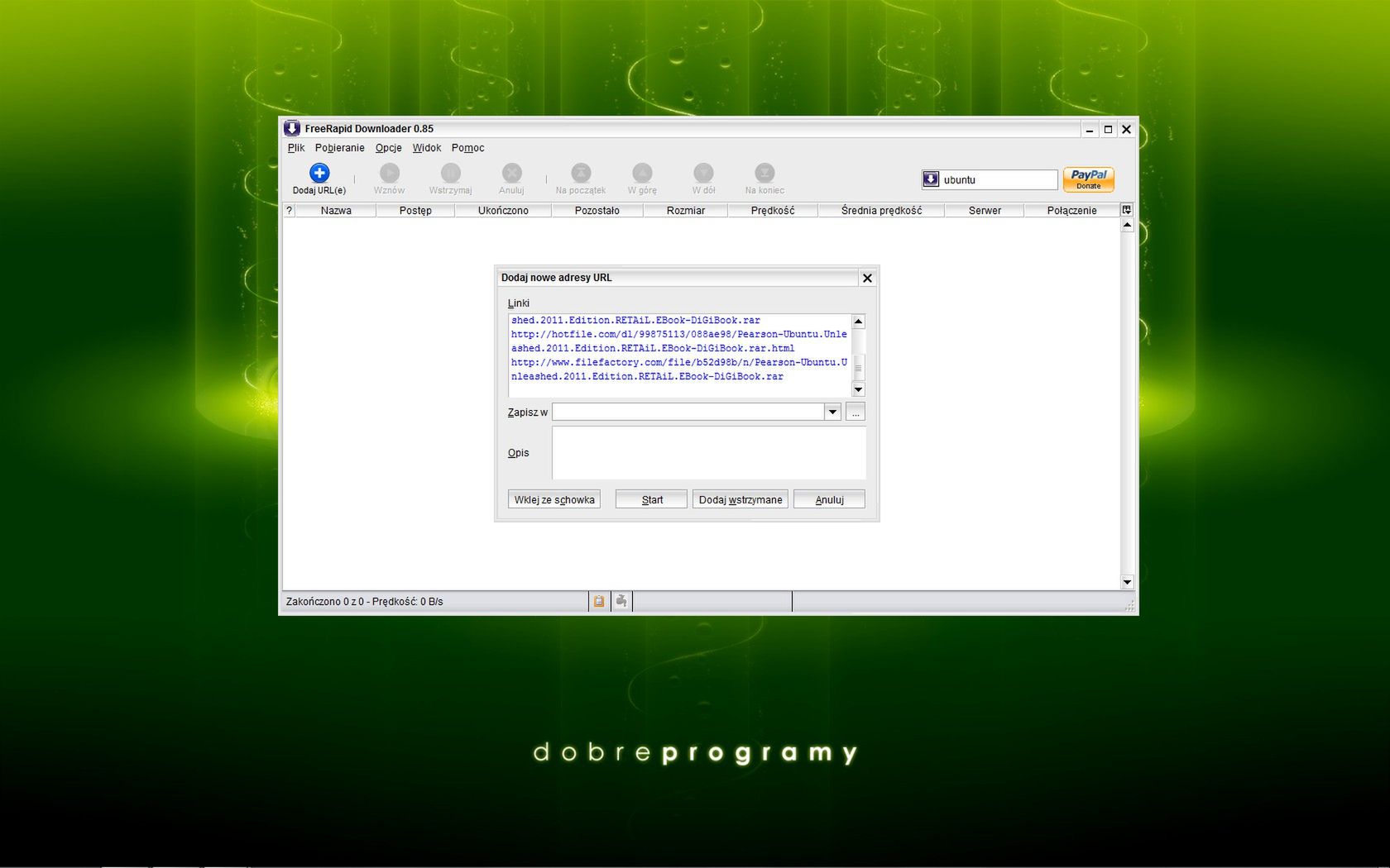 FreeRapid Downloader 0.9u4 - dobreprogramy