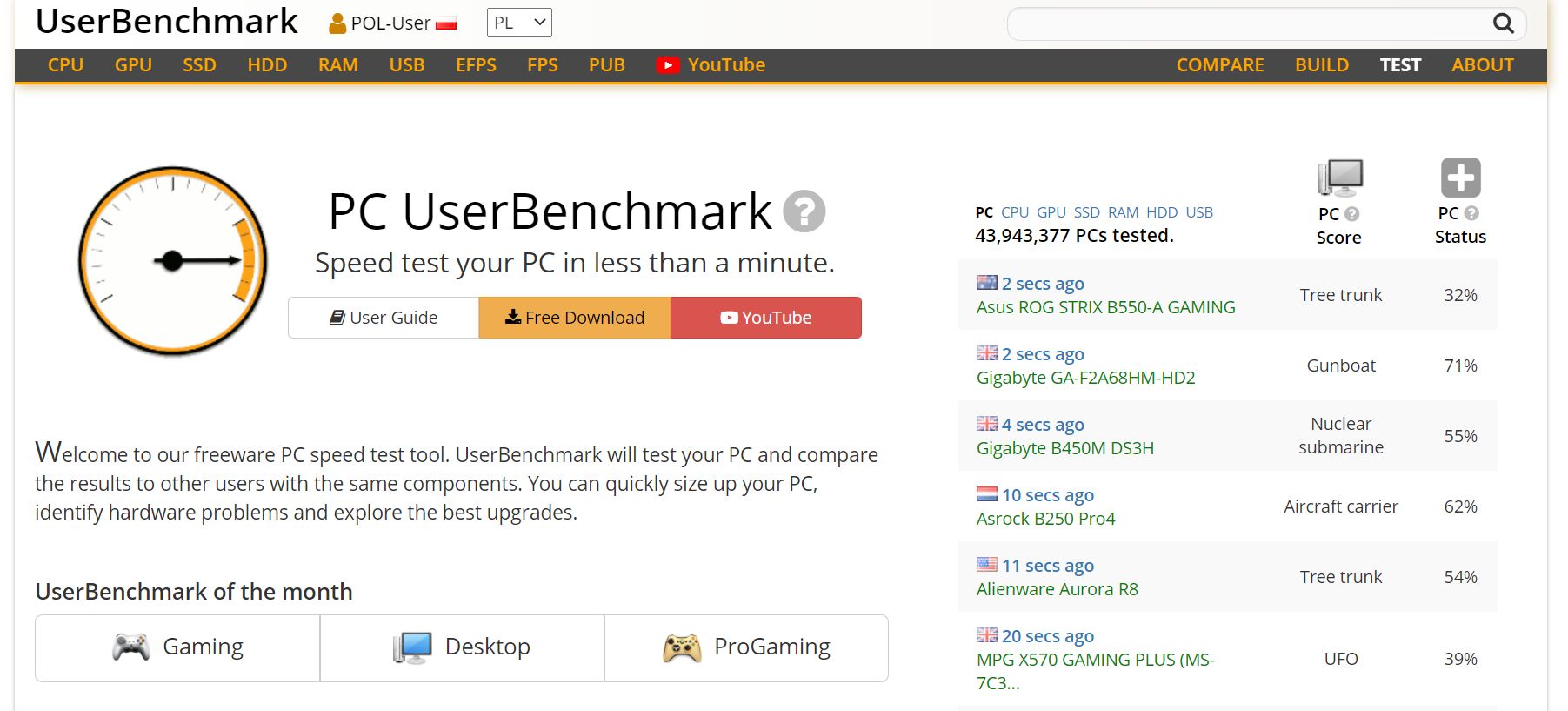 UserBenchmark 5.21 - dobreprogramy