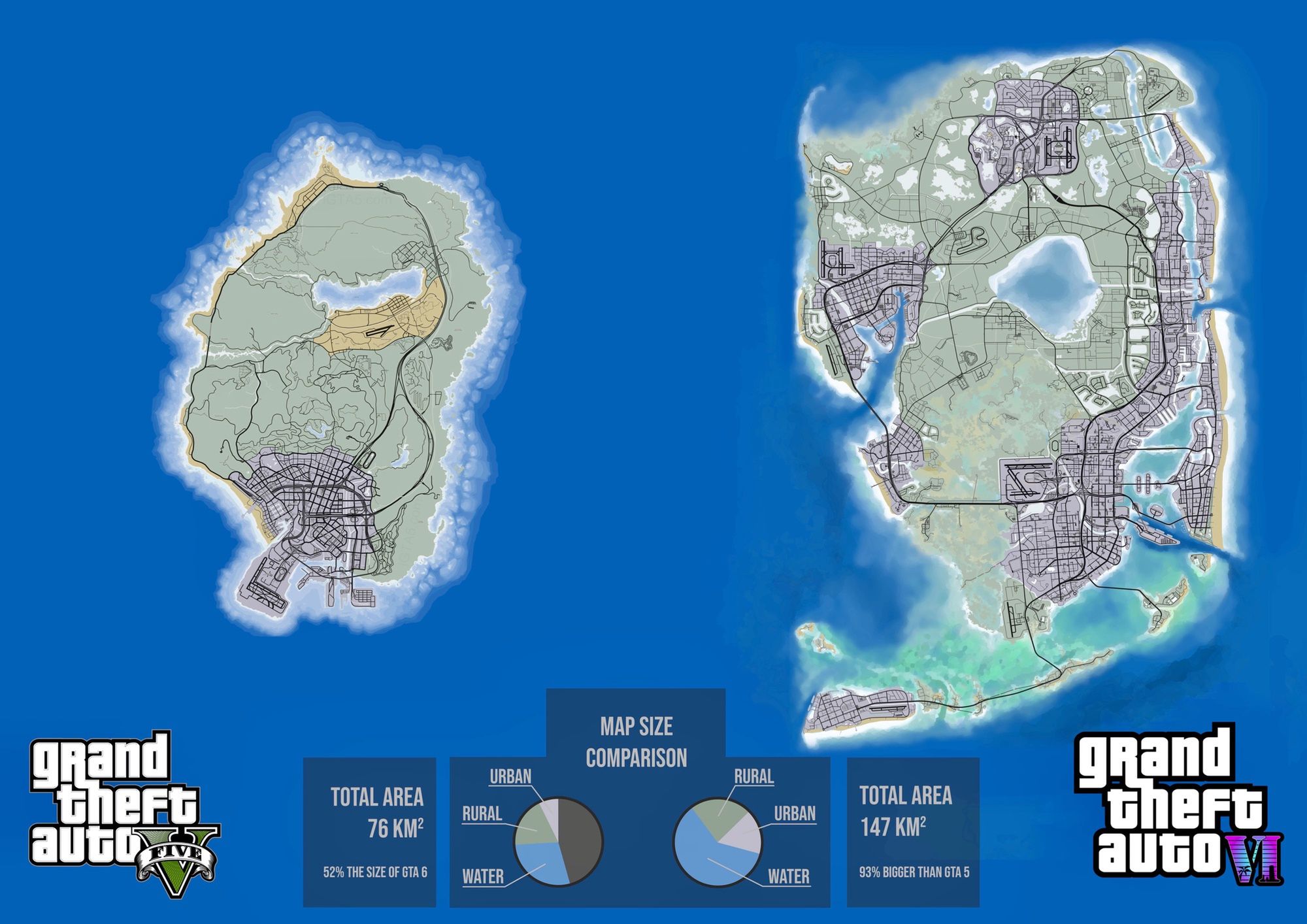 Mapa GTA 6 będzie gigantyczna. Większa, niż wszystkie poprzednie razem ...