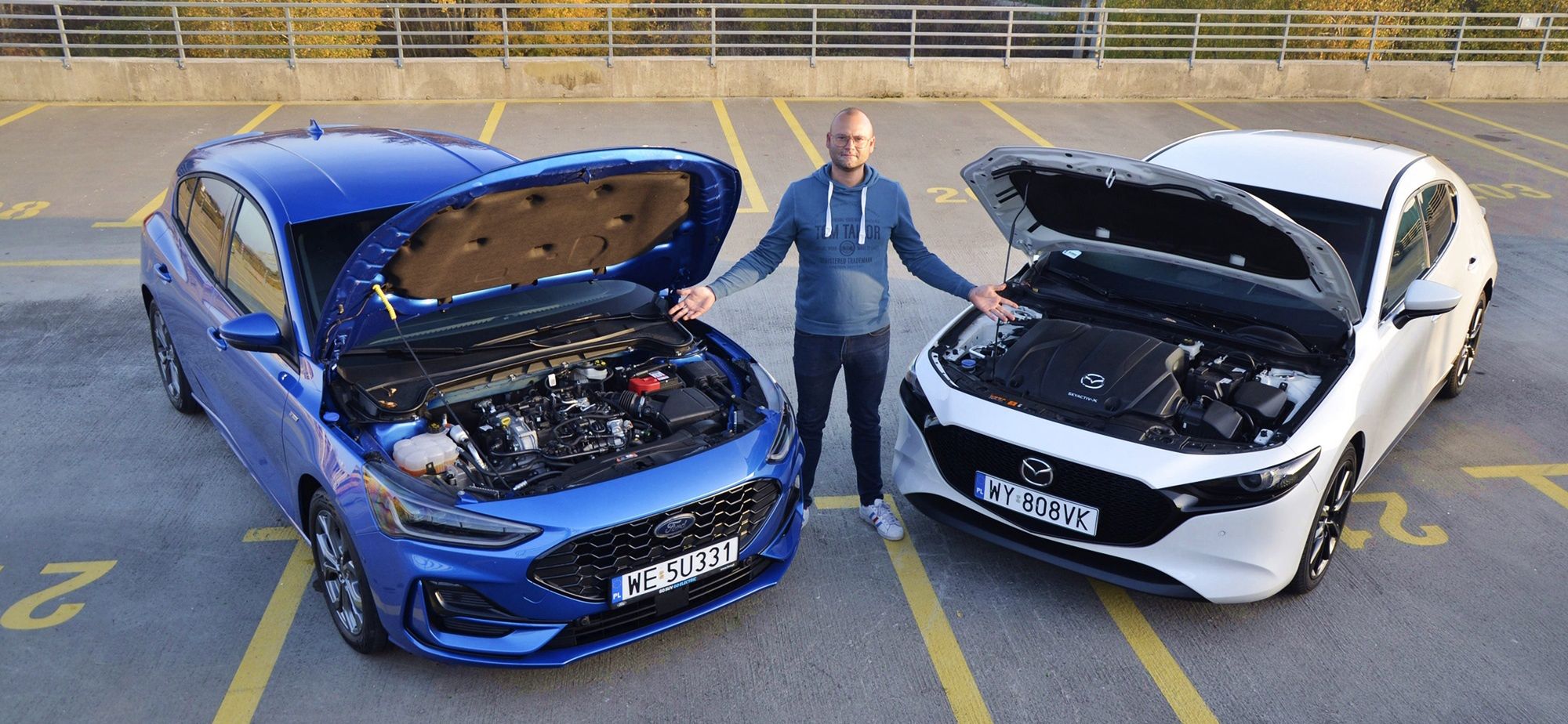Porównanie Forda Focusa 1.0 EcoBoost Hybrid z Mazdą 3 2.0 e-Skyactiv X ...