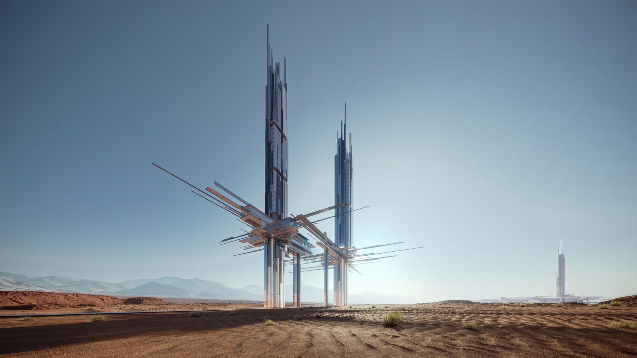 Unusual desert structures. Epicon as part of the Saudi megalopolis Neom