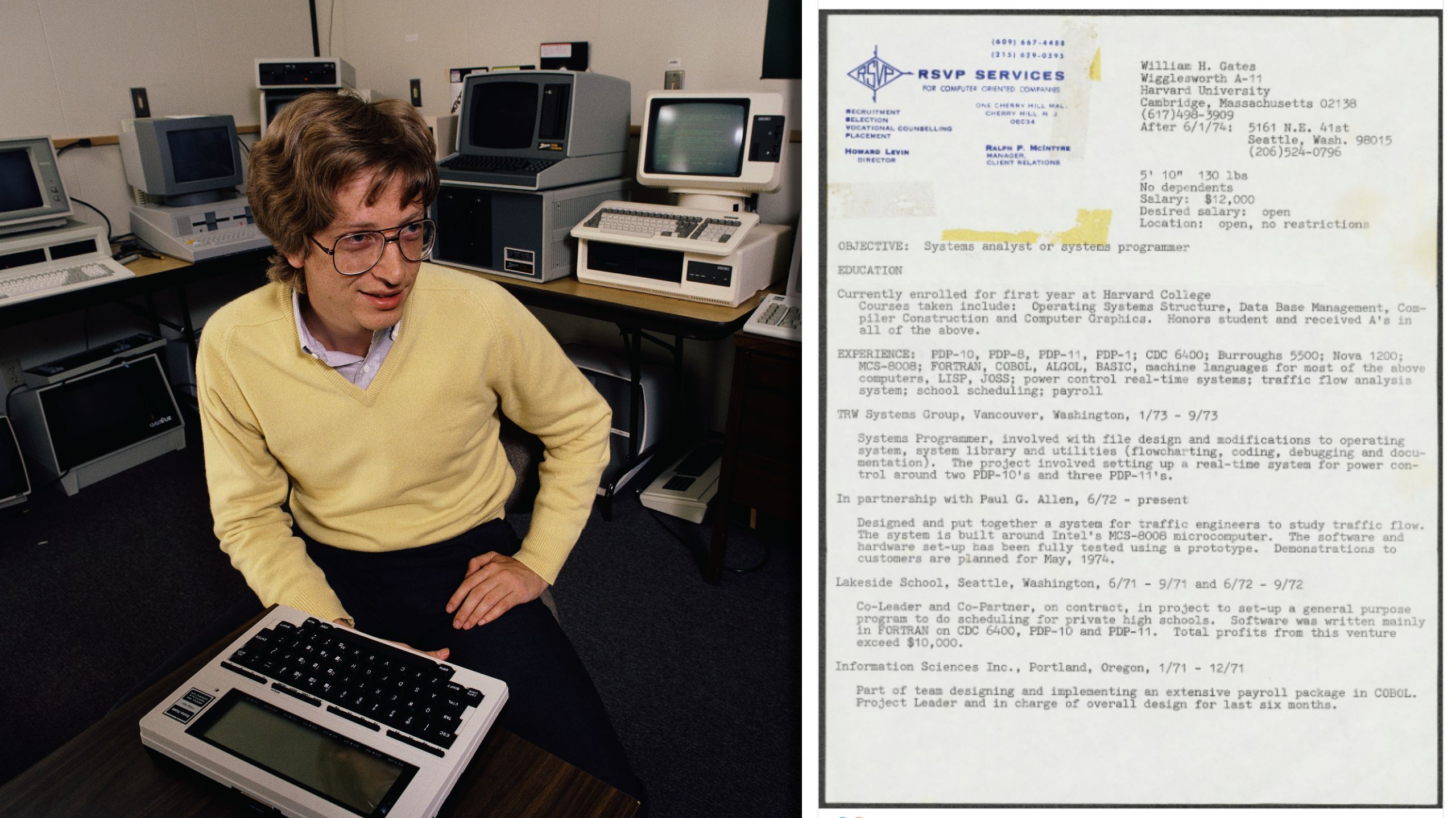 Bill Gates pokazał swoje stare CV. Po co umieścił takie informacje?