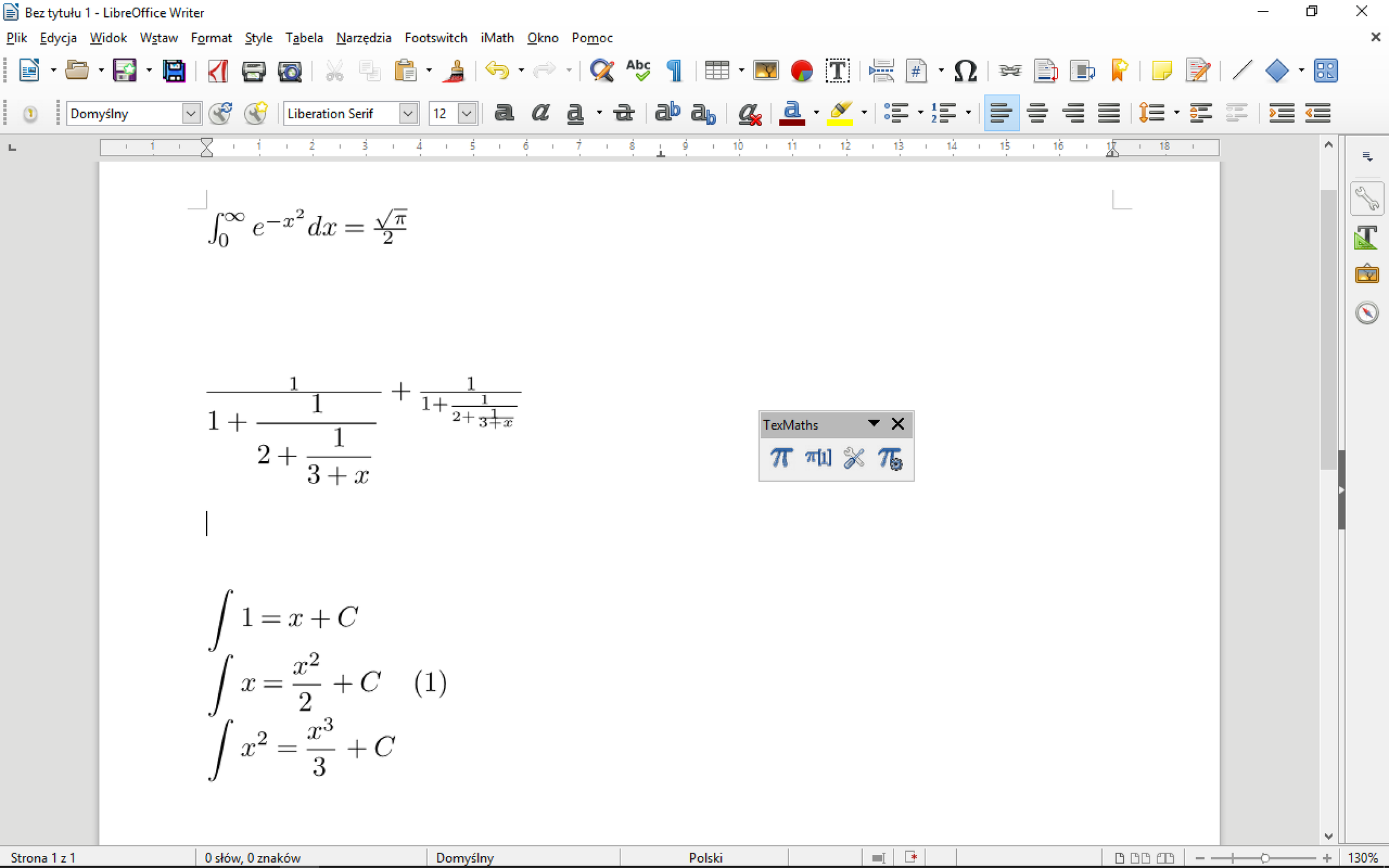 TexMaths 0.49 dla LibreOffice - dobreprogramy