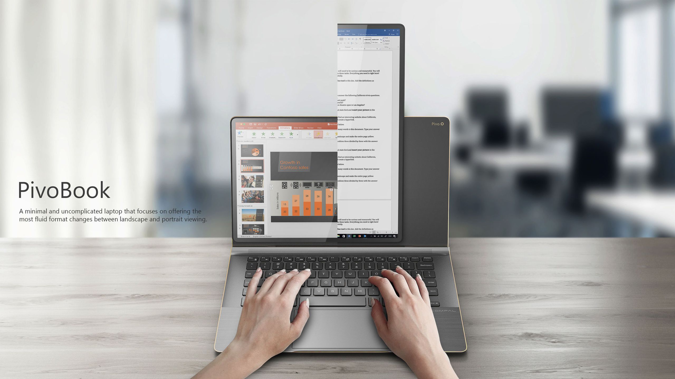 Pionowy ekran w laptopie? Compal PivoBook z opcją obrotu matrycy pivot