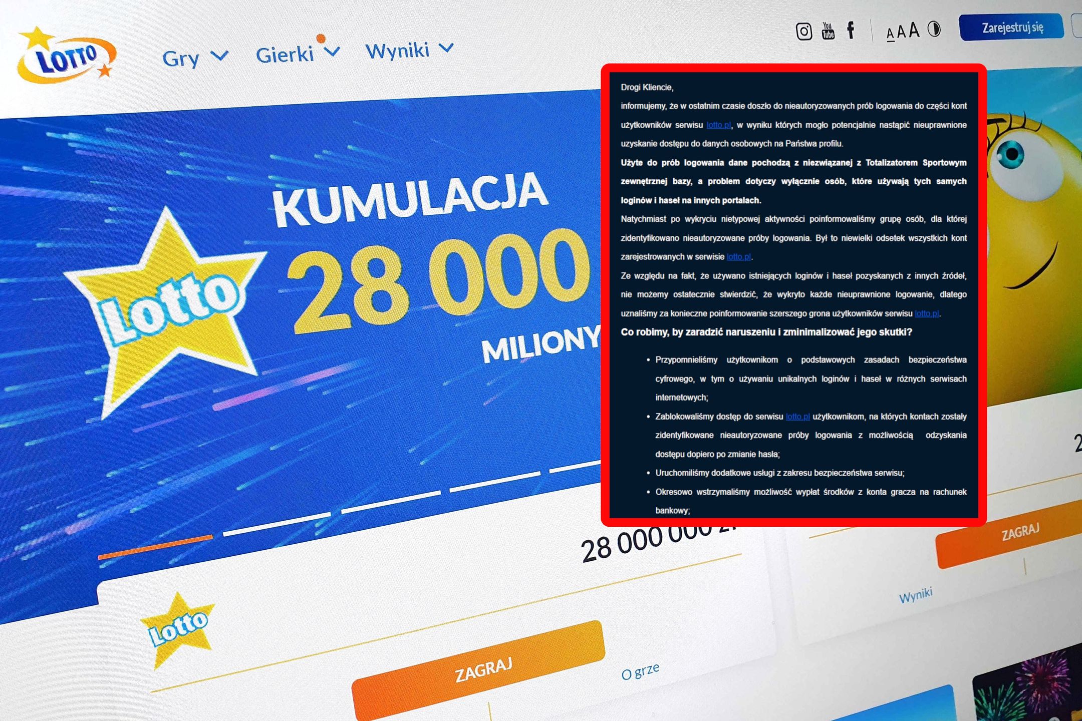Lotto.pl: w wyniku innego wycieku ktoś mógł przejąć twoje konto