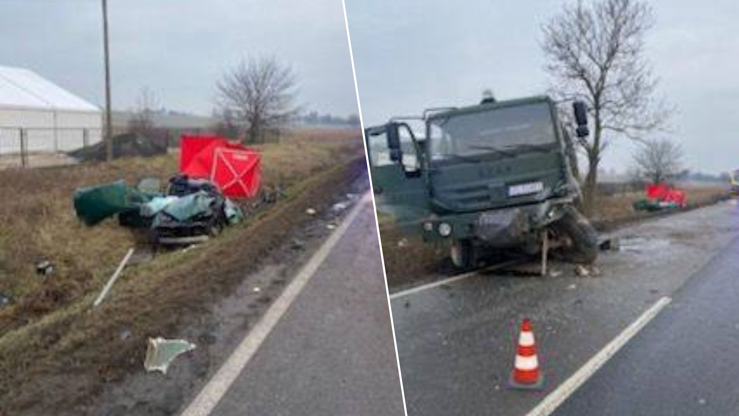 Wypadek wojskowej ciężarówki. Zginął kierowca
