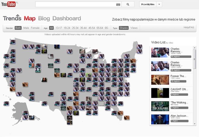 YouTube przedstawia niezwykłą mapę filmów